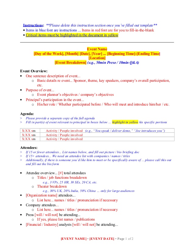 Event Brief Tips Examples Format Pdf Examples