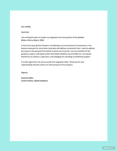 Resignation Letters Examples 27 In Google Docs Outlook Pages 