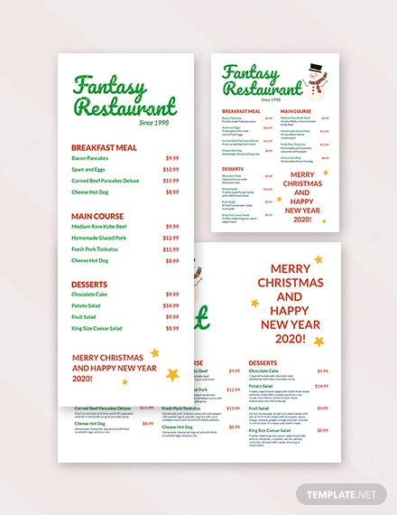 Holiday Menu - 12+ Examples Word, Pages, Publisher