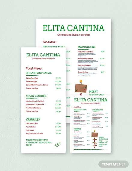 Holiday Menu - 12+ Examples Word, Pages, Publisher