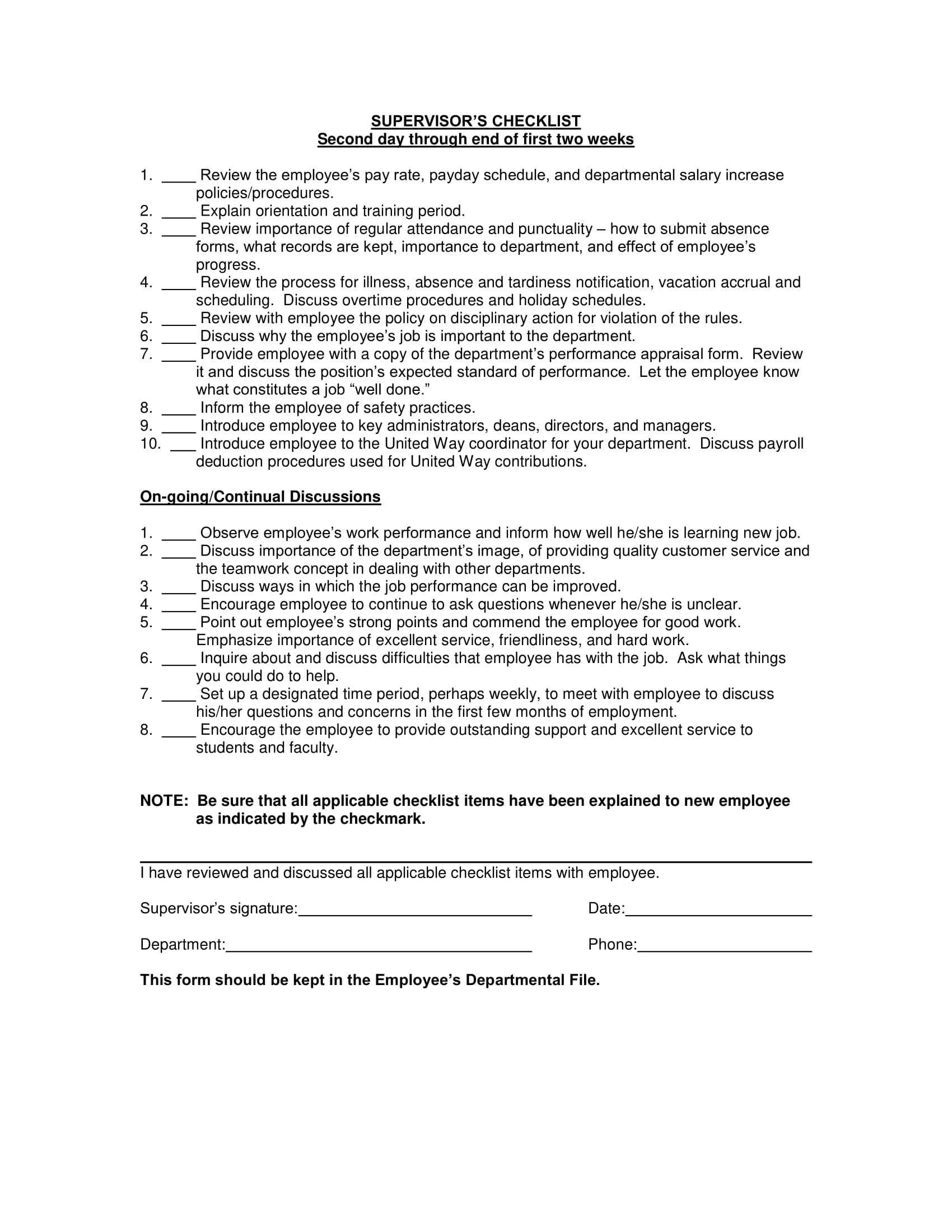 Employee Expectation Template