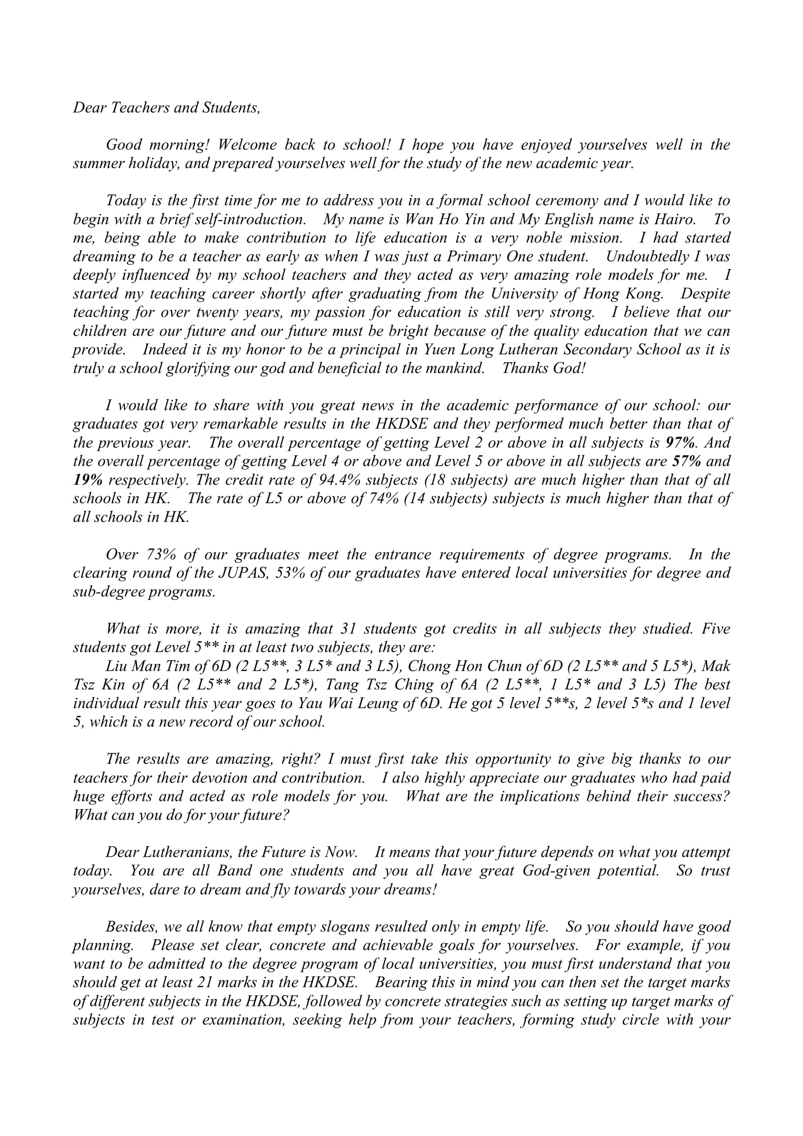 Opening Remarks For English Culminating Activity Coverletterpedia