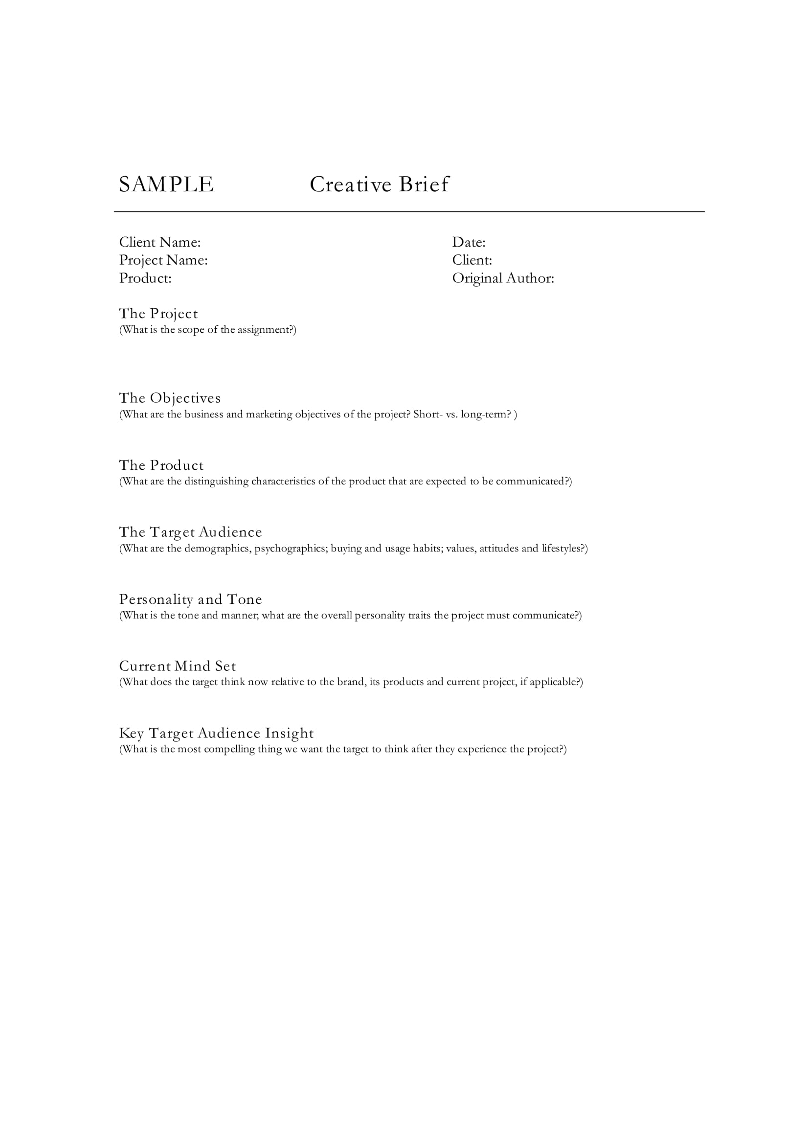 Creative Brief - 32+ Examples, Format, Word, Doc, Pdf