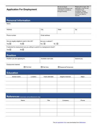 Blank Employment Application - 13+ Examples, Format, Pdf