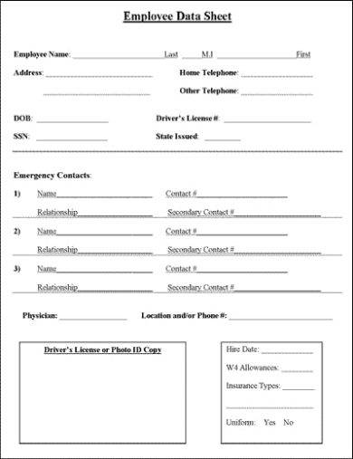 Employee Information Form - 17+ Examples, Format, Pdf | Examples