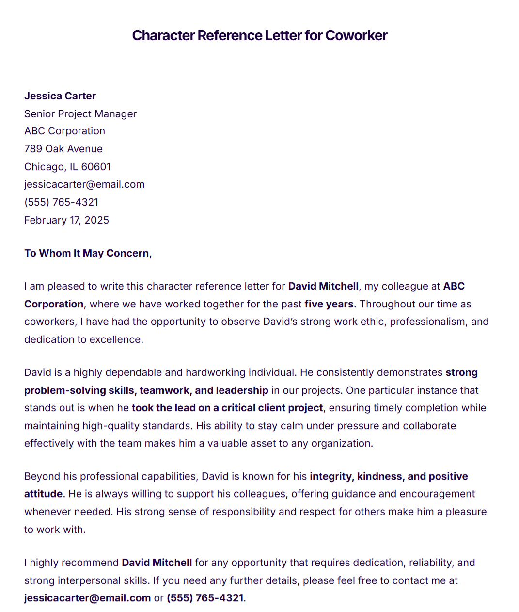 Free Character Reference Letter For Court Template Free Word
