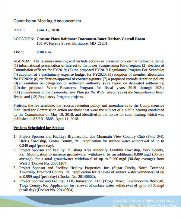 Meeting Announcement 10 Examples Format Pdf Examples