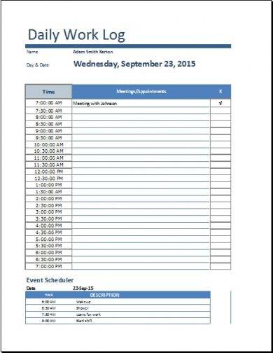 12 Daily Work Log Examples In MS Word MS Excel Pages Numbers Google Docs Google 