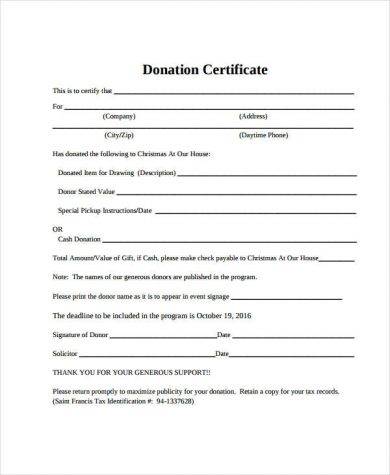 Donation Certificate - 11+ Examples, Format, Pdf | Examples