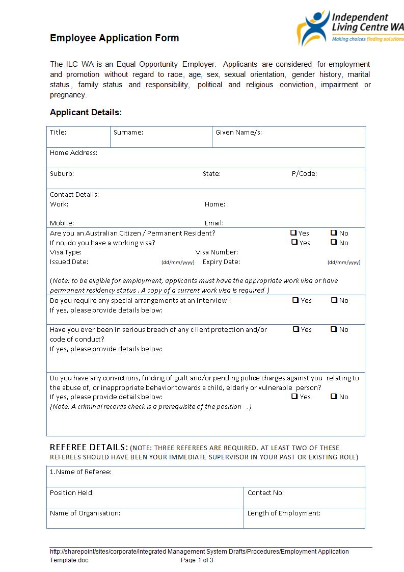 Police Application Form Examples