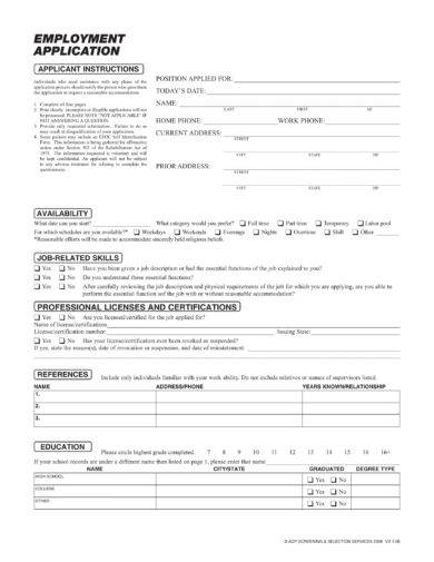 Blank Employment Application - 13+ Examples, Format, Pdf