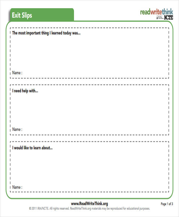 10 Exit Slip Examples PDF Examples