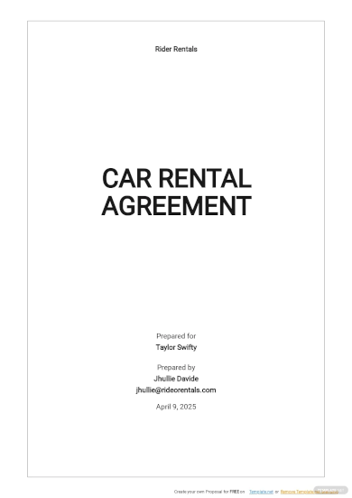Car Rental Agreement Examples - 21+ in PDF | MS Word | Google Docs ...