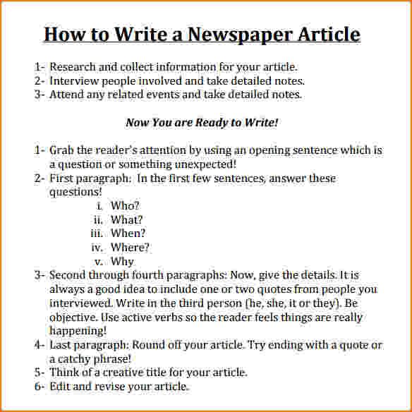 Newspaper Article Examples Example Of Newspaper Report How To 
