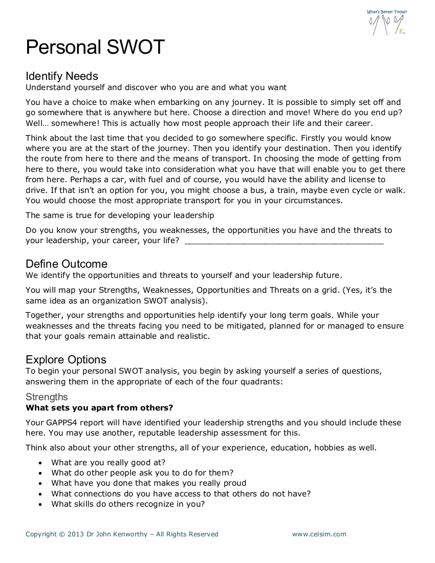  Example Of Personal Swot Analysis Of A Student 9 Personal SWOT 