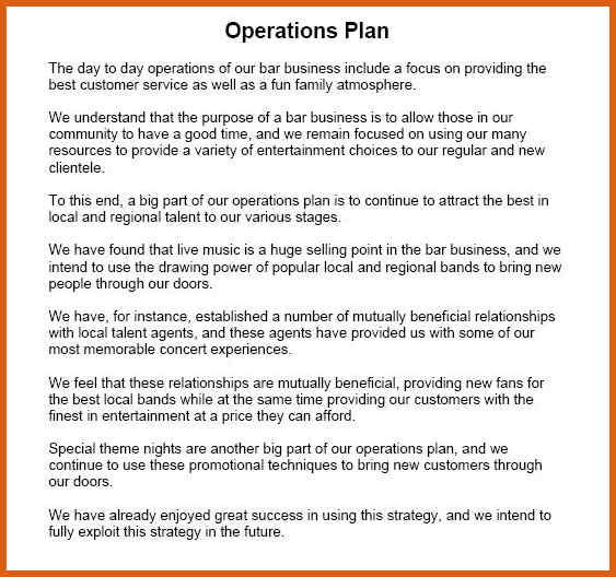 Example Of Operational Plan For Restaurant Example Of Business Plan Example Of Operational Plan For Restaurant Example Of Business Plan
