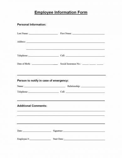 Employee Information Form - 17+ Examples, Format, Pdf | Examples