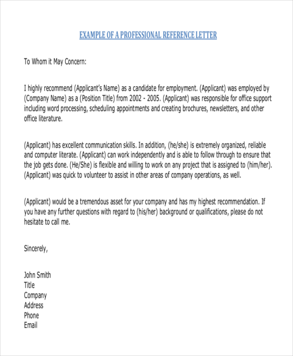 Reference Letter For Employee 8 Examples Format Sample Examples