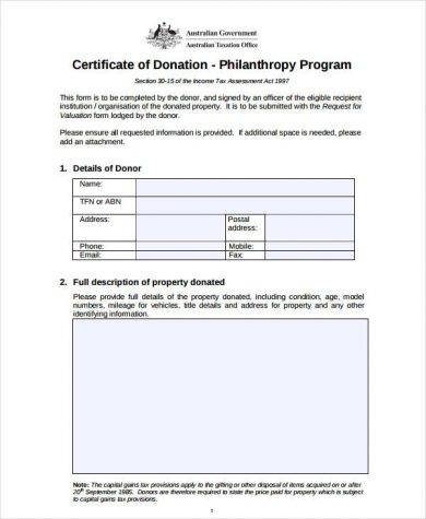 Donation Certificate - 11+ Examples, Format, Pdf | Examples