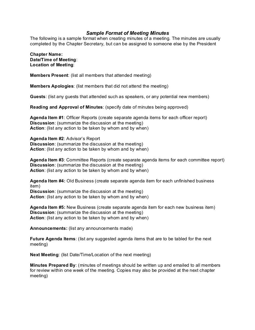 Printable Minutes Writing 15 Examples Format Pdf Examples