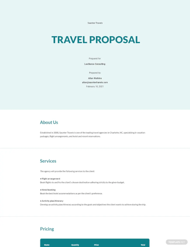 Travel Proposal - 20+ Examples, Format, Pdf, Tips