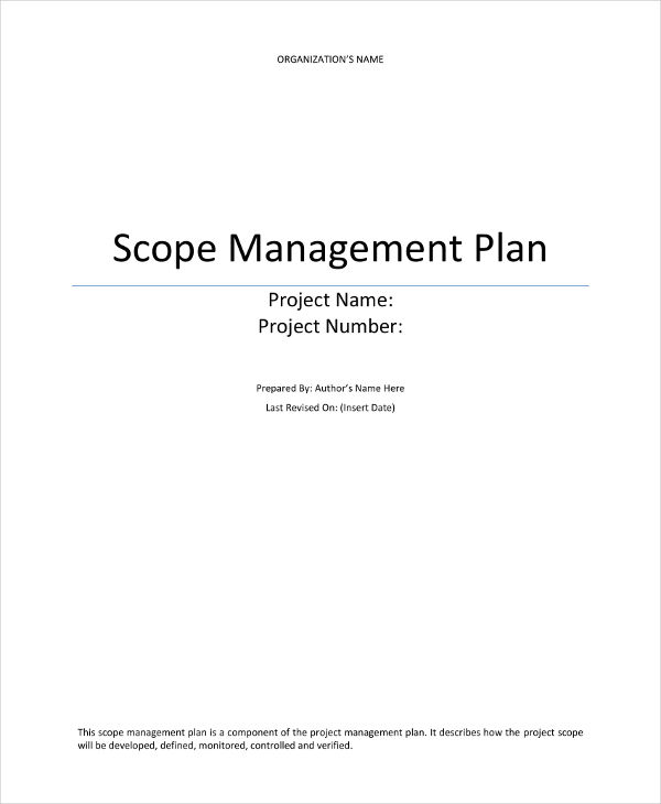 Scope Management Plan - 18+ Examples, Format, Pdf | Examples