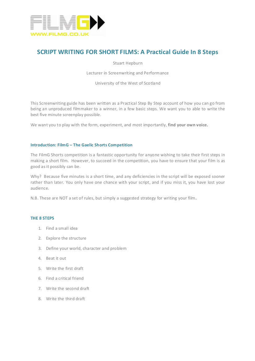 Short Script Writing 8 Examples Format Pdf Examples