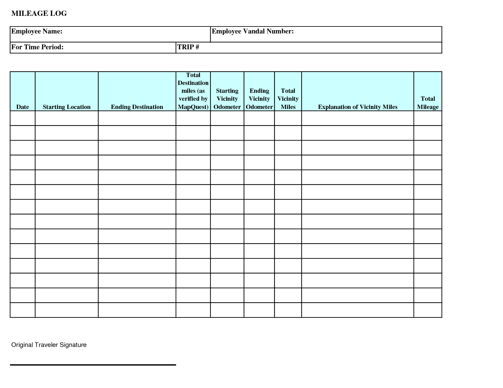 Mileage Log Templates 16 Free Printable Word PDF Excel Formats