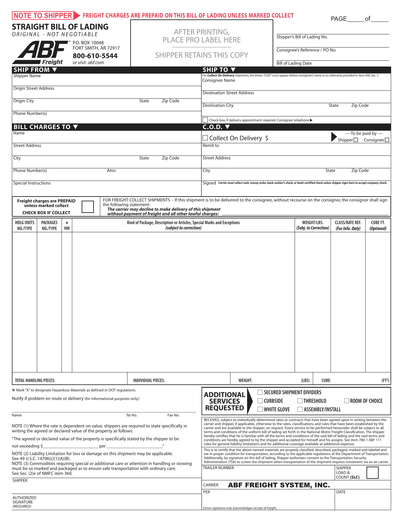 Bill Of Lading Form 19 Examples Format Pdf Examples