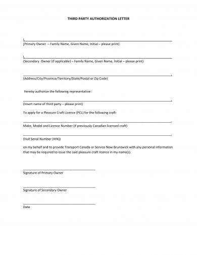 Third Party Authorization Letter 8 Examples Format Sample Examples