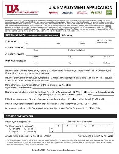 Blank Employment Application - 13+ Examples, Format, Pdf