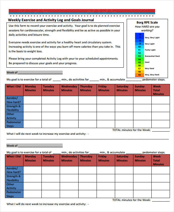 Weekly Workout Log - 11+ Examples, Format, Benefits, Pdf