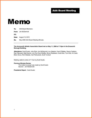 Memo Template Examples Database