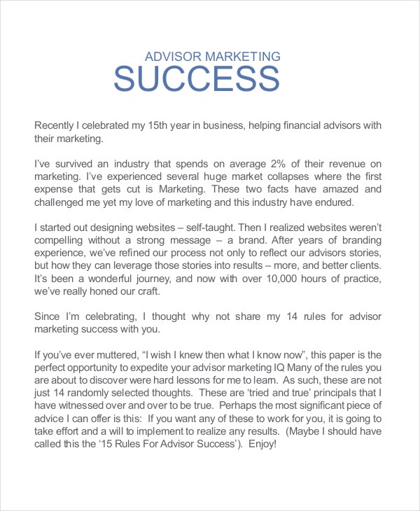 Financial Adviser Marketing Plan - 9+ Examples, Format, Pdf | Examples