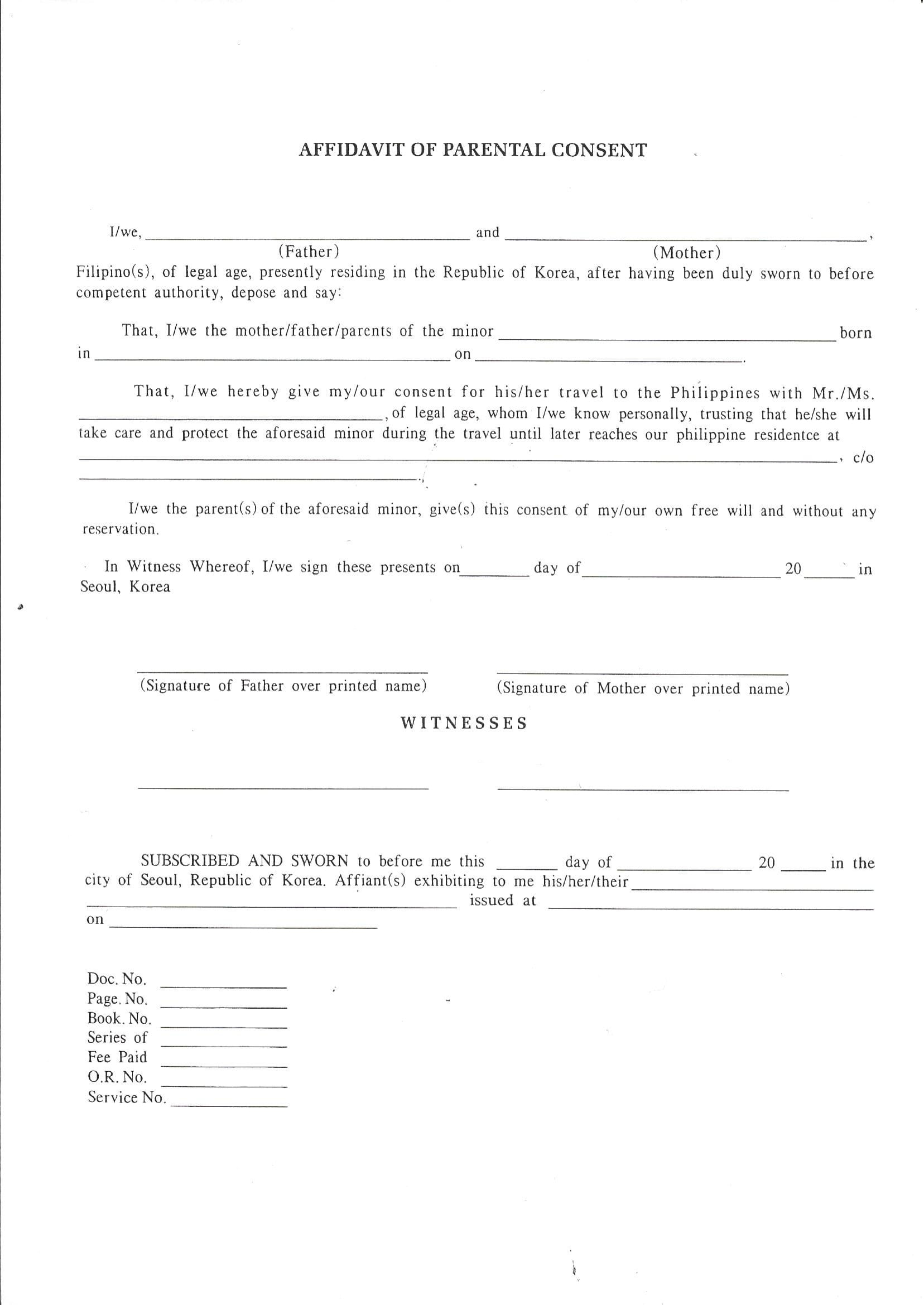 Affidavit Of Consent 10 Examples Format Pdf