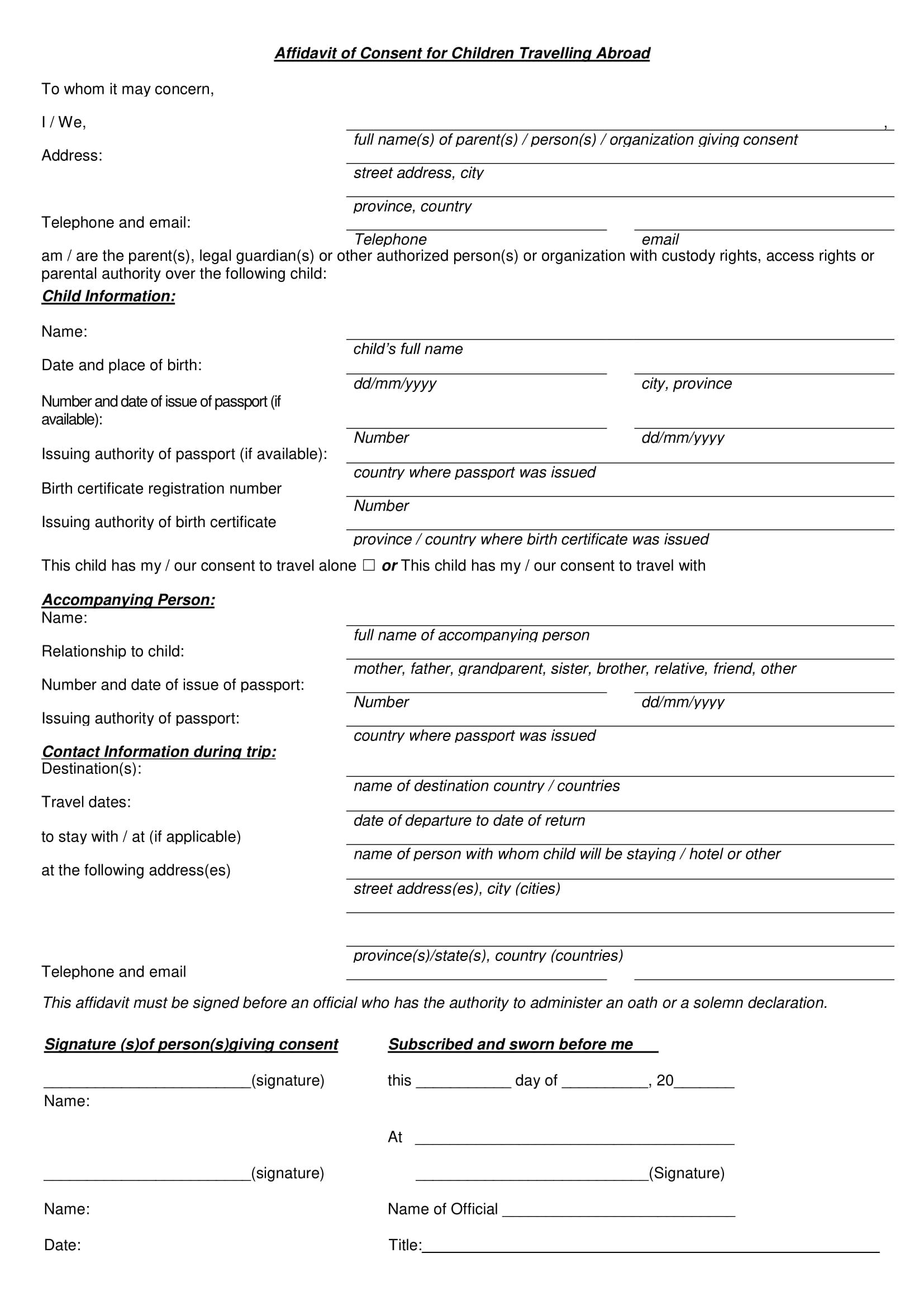 Affidavit of Consent - 10+ Examples, Format, Pdf | Examples