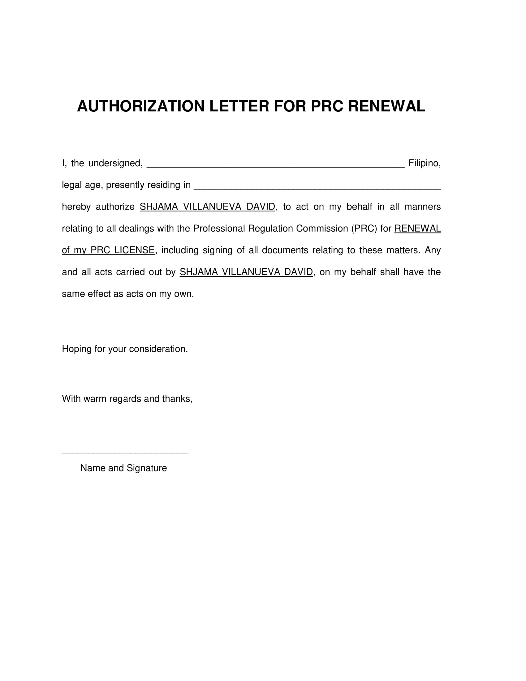 Letter Giving Permission To Act On My Behalf For Child For Your Needs 