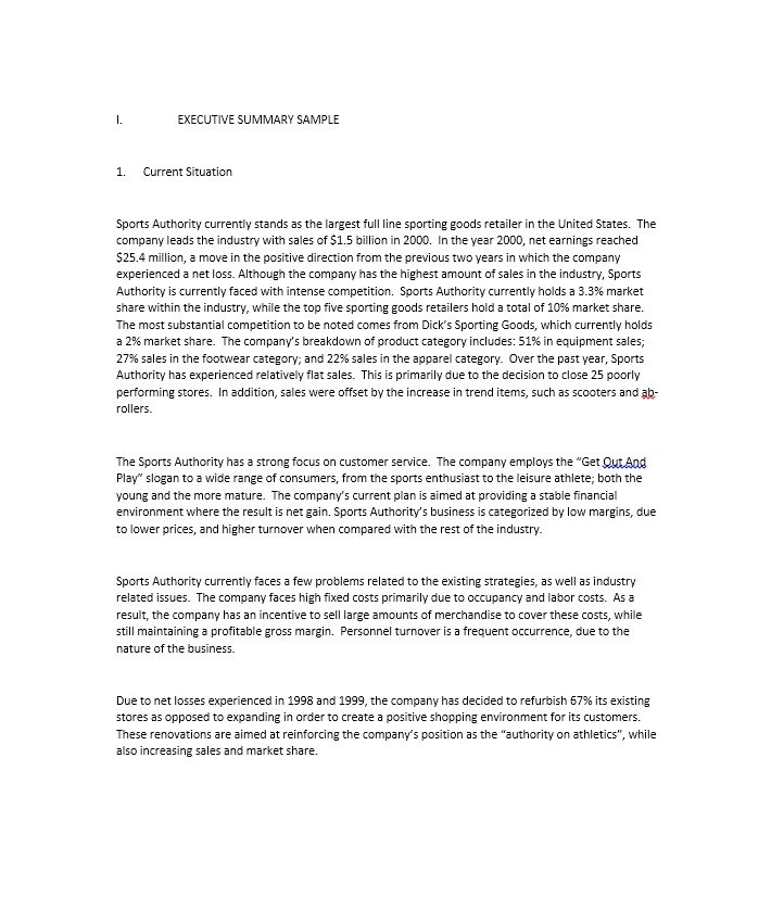 Executive Summary Sample Business Plan For Interior Design 
