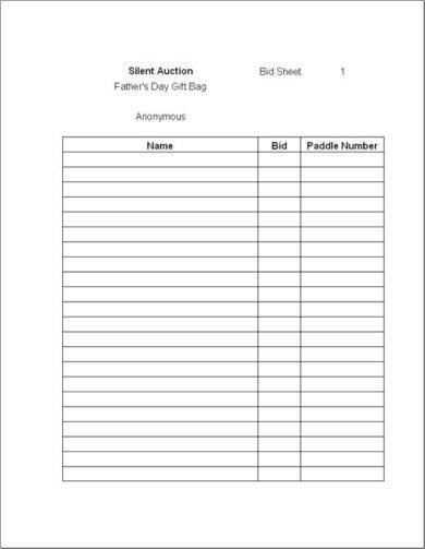 Silent Auction Bid Forms 11 Examples Format Sample Examples