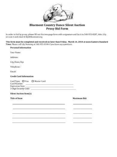 Auction Bid Form - 11+ Examples, Format, Pdf