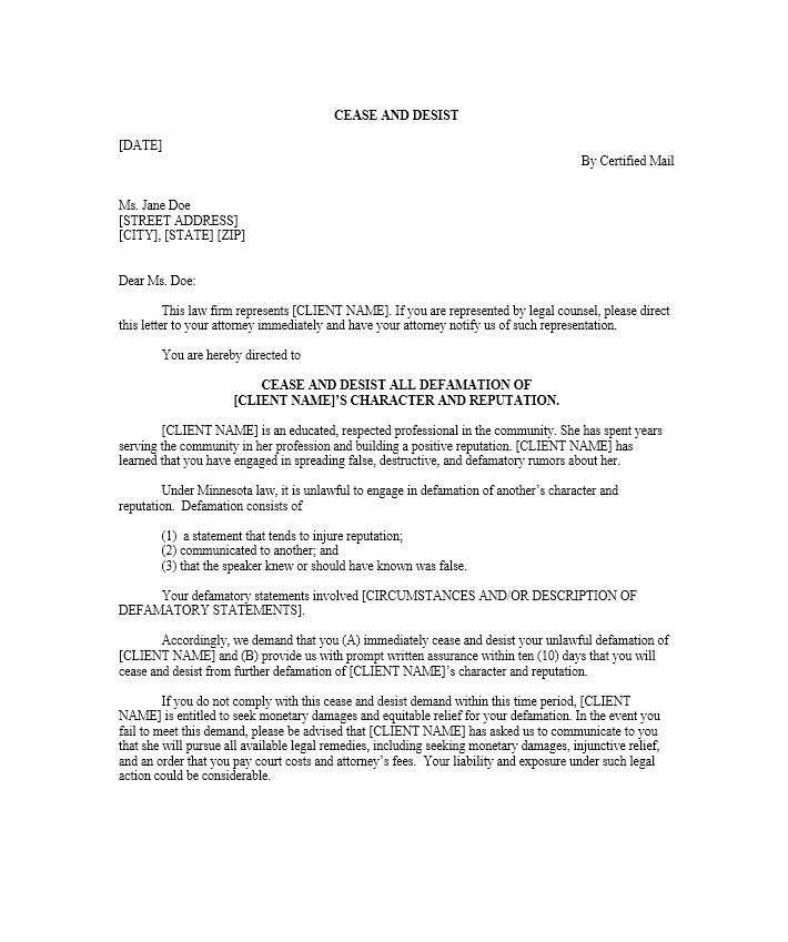 Cease And Desist Letter 9 Examples Format Sample Examples