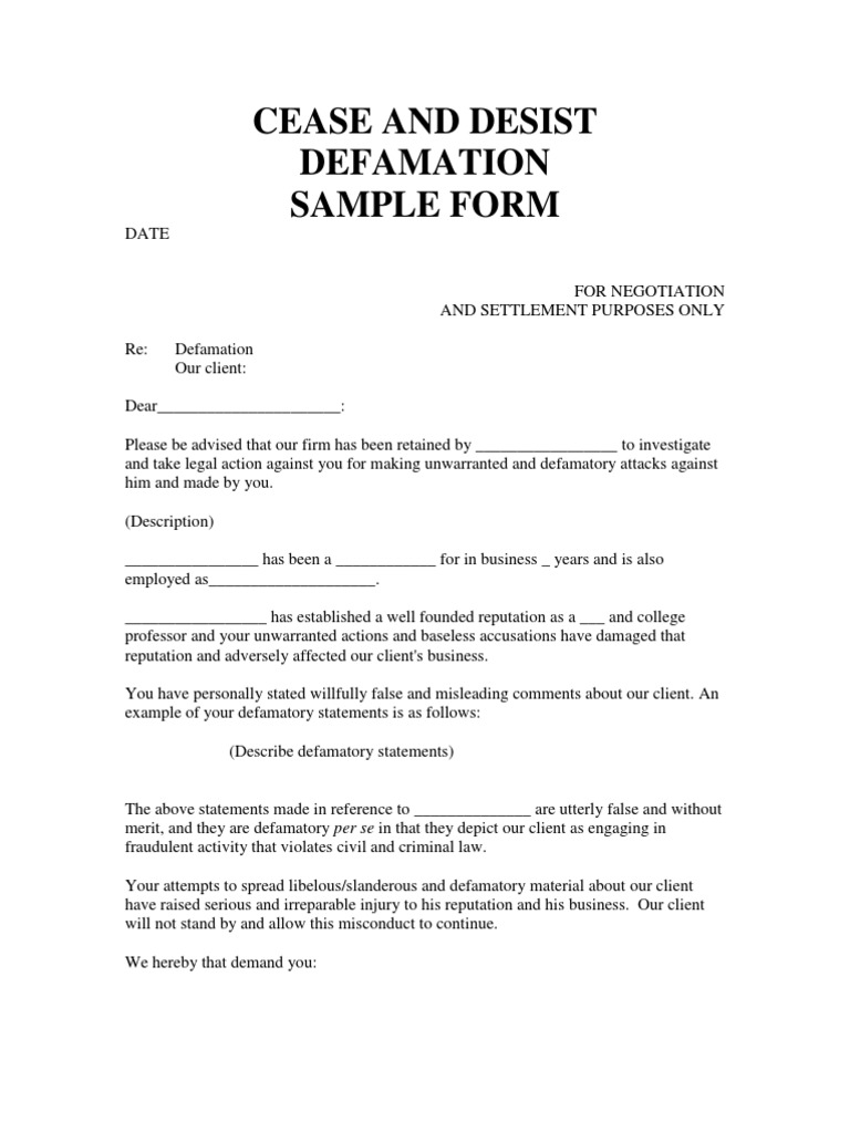 Cease And Desist Letter Florida For Your Needs Letter Template Collection