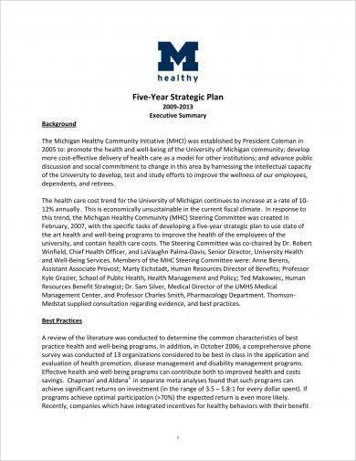 Five-Year Strategic Plan - 9+ Examples, Format, Pdf | Examples