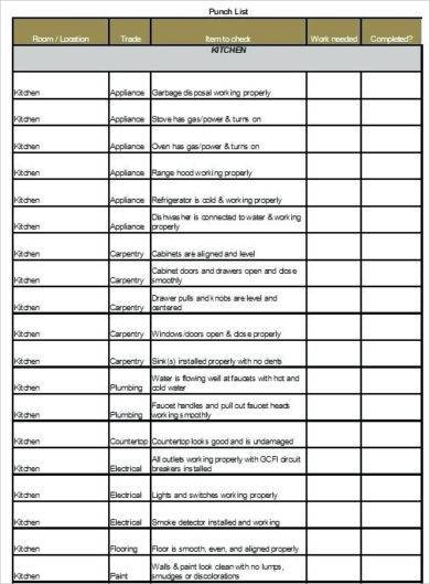 New Construction Punch List Template TUTORE ORG Master Of Documents