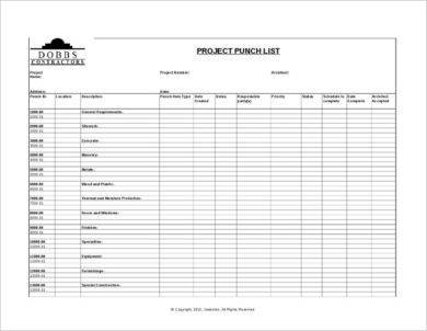 Punch List - 6+ Examples, Format, Pdf