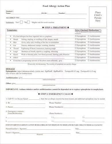 Allergy Action Plan - 9+ Examples, Format, Pdf | Examples