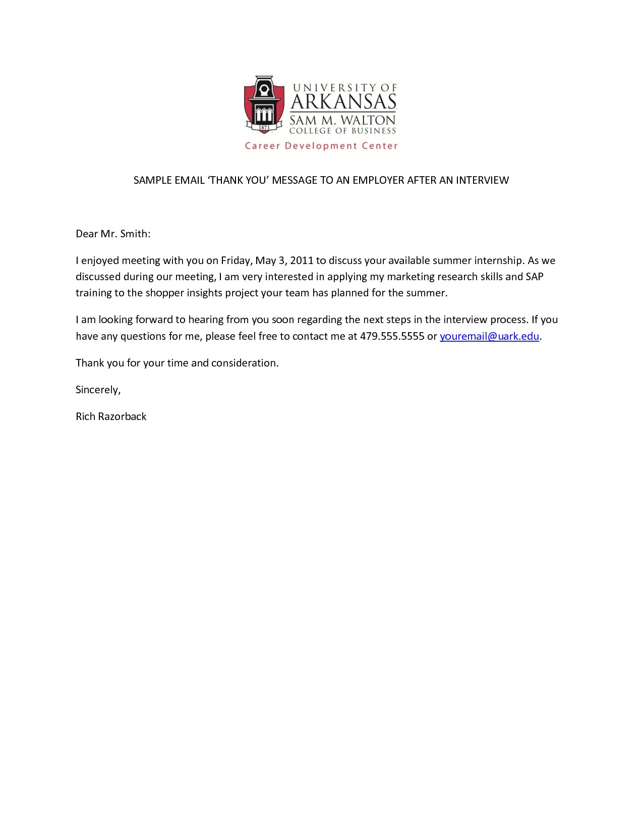 Interview Thank You Email Examples