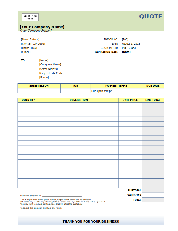 Blank Invoice Format In Excel Excel Templates