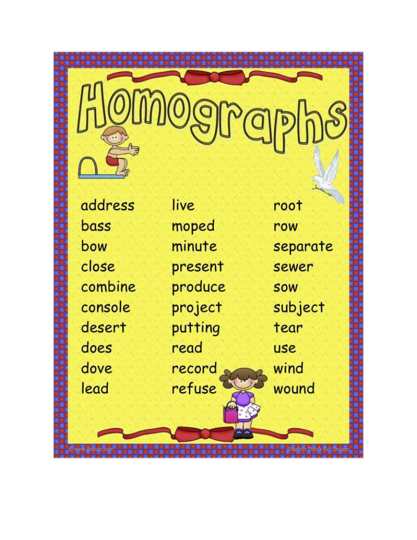 Homograph for Kids - 5+ Examples, Format, Pdf | Examples