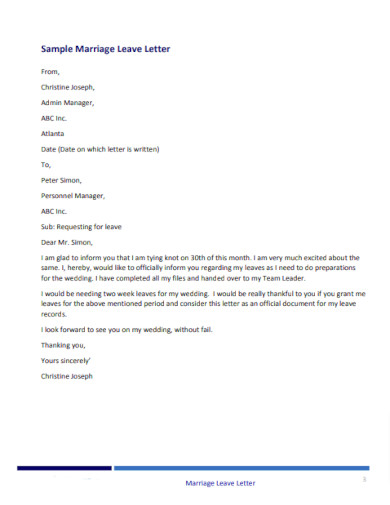 Official Letter for Leave - 18+ Examples, Format, Sample | Examples